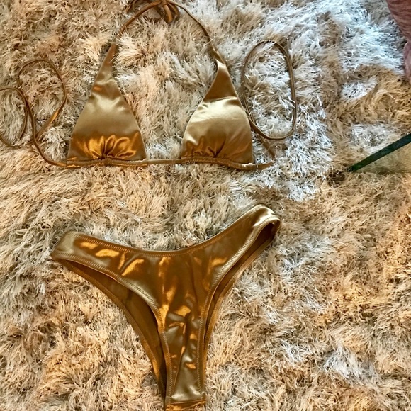 Swim | Metallic Bronze High Cut Bikini Nwt | Poshmark